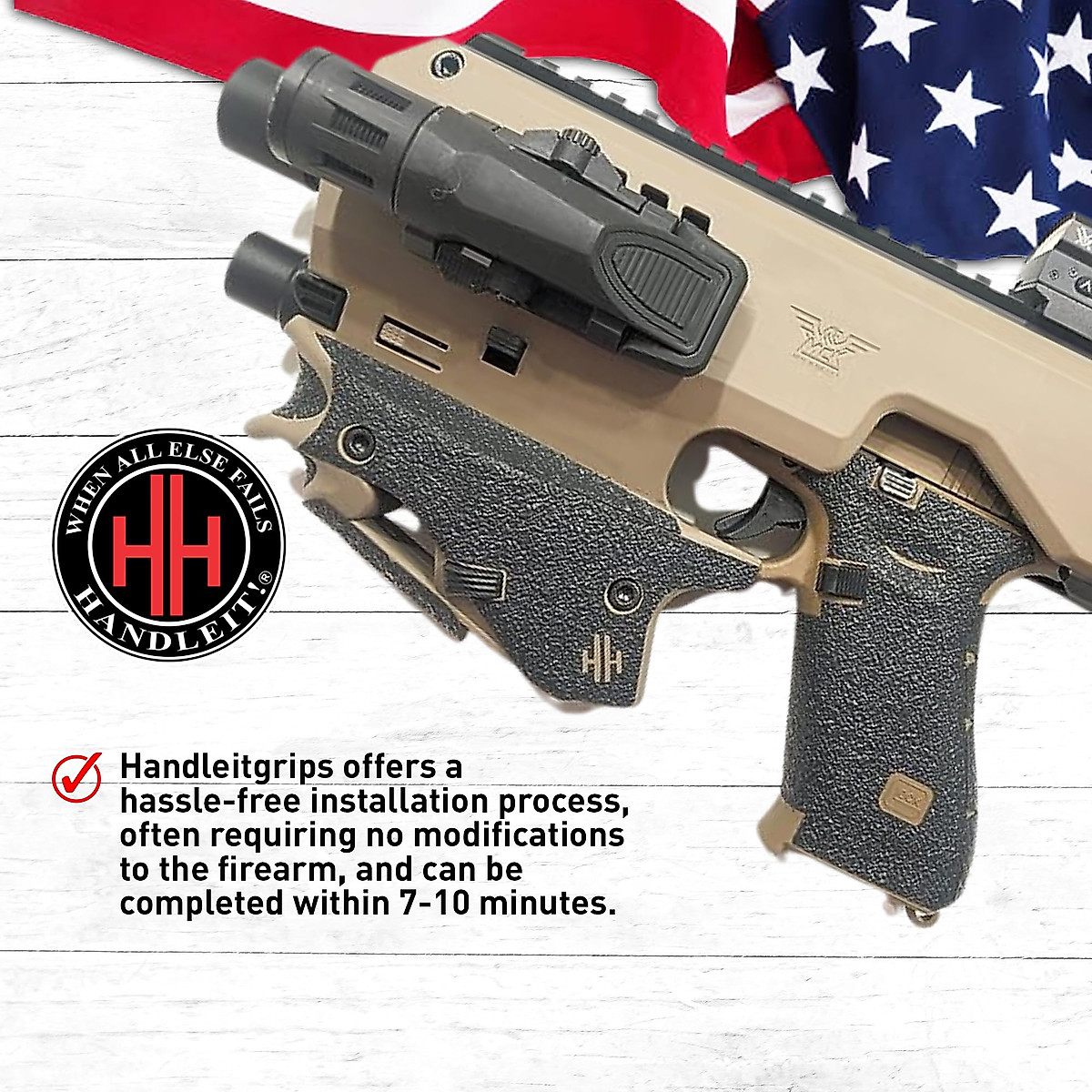 Handleitgrips Gun Grip Tape Compatible with MCK Roni for Glock 17 and 19 Gen 2 - Black Textured Rubber Pistol Grip Tape, Easy Installation, Gun Parts & Accessories, Veteran Owned, Made in The USA