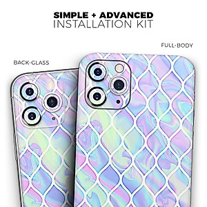 Design Skinz Iridescent Dahlia v4 - DesignSkinz Protective Vinyl Decal Wrap Skin Cover Compatible with The Apple iPhone 12 Pro (Full-Body, Screen Trim & Back Glass Skin)