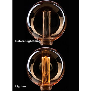 Harwez Globe Decorative LED Light Bulb, Oversized Round Dimmable Amber RN(Retro&Novelty) G125/G40, Virtual Filament, Edison 3.5W 2000K Soft Warm Mood Lighting(Not Daylight White), E26 Medium Base