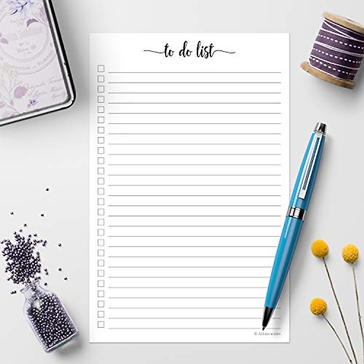321Done To Do List Notepad 5.5x8.5, Simple Checklist, Made in USA, Cute Modern Design for Organizing, Planning, 50 Sheets, College Ruled, Thick Heavy Paper