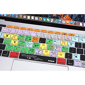 XSKN 2016 Shortcut Design Series Keyboard Skin Cover for New MacBook 12" (2015 Model A1534) and New MacBook Pro 13" (2016 Newest Version Model A1708, No Touch Bar), US&EU Version (Ableton)