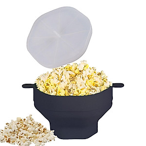 Popcorn Bowl, Large Microwave Popcorn Maker, Creative Microwave Heating Bowl, Collapsible Bowl, Silicone Seasoning Bowl, Popcorn Bowl Set for Kitchen, Family, Kids, Movie Night