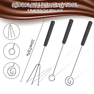 Elesunory 7 Pieces Candy Dipping Tools Chocolate Dipping Fork Spoons Set, Stainless Steel Candy Making Supplies for Decorative Plates, Including 1pcs Slotted Spoon and 6pcs Fondue Forks