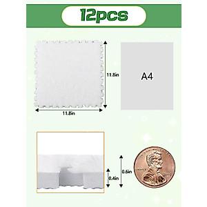 12 pcs Thickened Plush Foam Interlocking Floor Mat, Interlocking Foam Tiles with Edgings for Baby, Soft Anti-Slip Puzzle Area Square Rug Playmat for Children Room Bedroom(11.8", White)