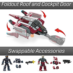 MEGA Halo Infinite Toys Vehicle Building Set, Banished Phantom Aircraft with 1214 Pieces, 4 Micro Action Figures and Accessories