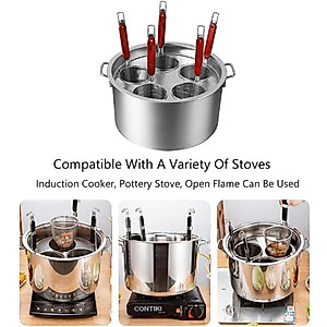 ANSNAL Stainless Steel Pasta Cooker Insert Set, Commercial Stock Pot with Pasta Pot and Insert Strainer Steamer Basket for Home Kitchen Restaurant Cookware, 4 Holes