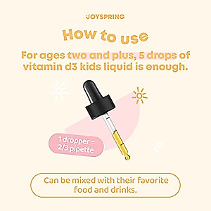 Children Vitamin D Drops - Kids Vitamin D Liquid - Vitamin D3 K2 Drops for Kids May Support Strong Bones and Healthy Immune System - Liquid Vitamin D for Kids & Children - 180 Servings