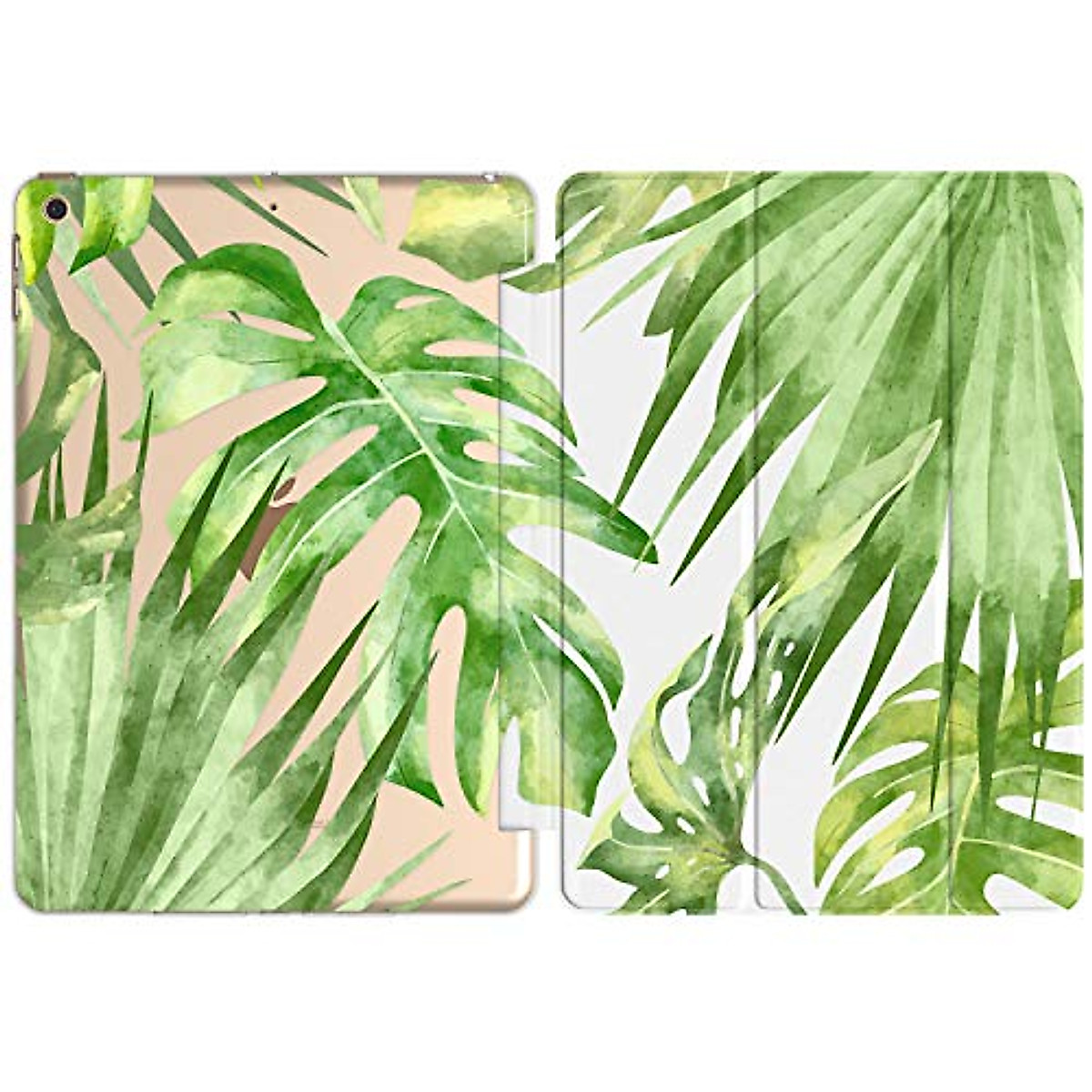 Vonna Case for Apple iPad Air 5th 2022 4th 2020 Gen 3th 10.2 12.9 Pro 11 10.5 9.7 Mini 6 5 4 3 2 1 Magnetic Closure Design Print Palm Leaf Slim Tropic Stand Watercolor Monstera Green Leaves vm252