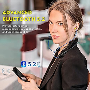 MIPEACE Bluetooth earplug Headphones, Neckband Wireless Earbuds earplugs-29db Noise Reduction isolating in-Ear earplug Earphones with mic and Controls,IPX5 sweatproof,19+Hour Battery for Work Safety