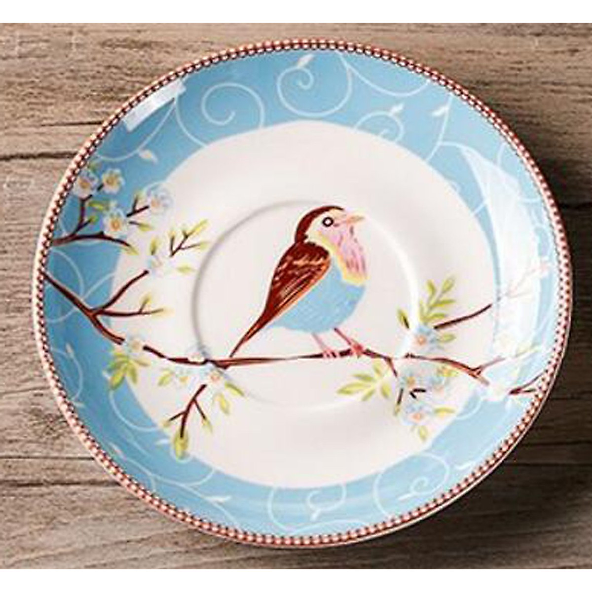 Jusalpha Glass Teapot with a Fine China Infuser Strainer, Cup and Saucer Set,Teapot and Teacup for One, Tea for one #05 (Blue)