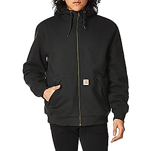 Carhartt Men's Rain Defender Rockland Sherpa Lined Hooded Sweatshirt, Black, X-Large