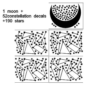 DXLING 190 Gold Star Constellation Wall Decal Kids Bedroom Removable Decoration Outer Space Nursery Sticekrs Zodiac Astronomy Art Mural Decor ZB162 (Gold)