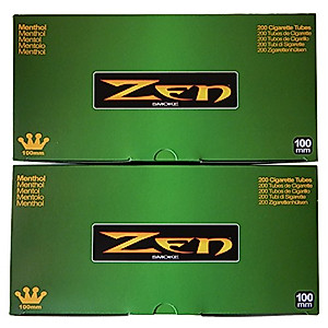 Zen Menthol 100mm Cigarette Tubes – 2 Pack, 400 Tubes Total
