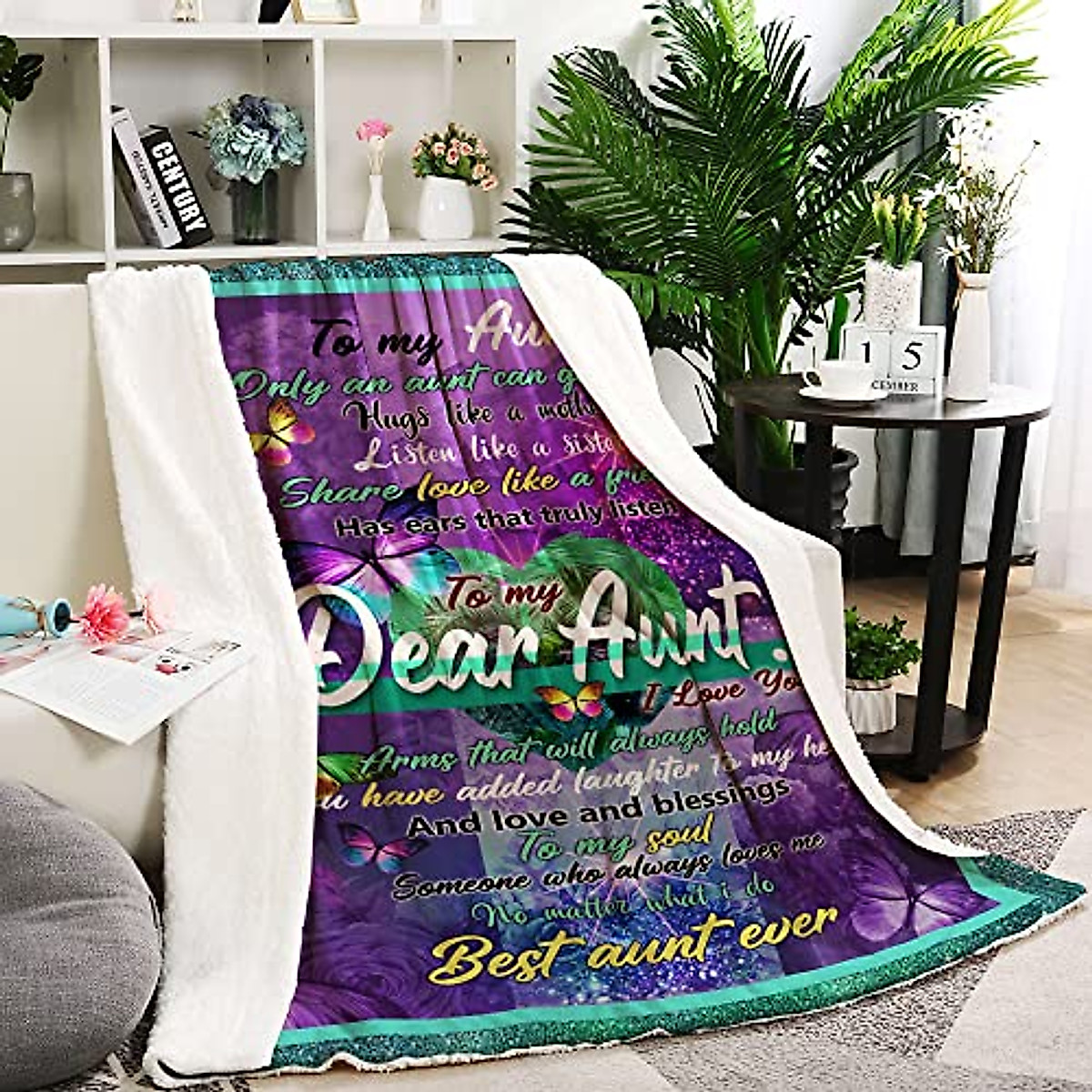 Aunt Gifts Blanket,Best Aunt Ever Gifts,Gifts for Aunt from Niece-Nephew, Birthday Christmas Valentines Day Gifts for Aunt Plush Soft Throw Blanket