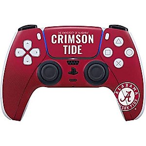 Skinit Decal Gaming Skin Compatible with PS5 and Compatible with PS5 Digital Edition DualSense Controller - Officially Licensed Alabama Crimson Pride Design