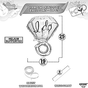 KatchOn Silver I Do Diamond Ring Balloon - 25 Inch, Pack of 2 | Engagement Ring Balloon for Engagement Party | Silver Ring Balloon for Bridal shower | I Do Balloons for I Do BBQ Party Decorations