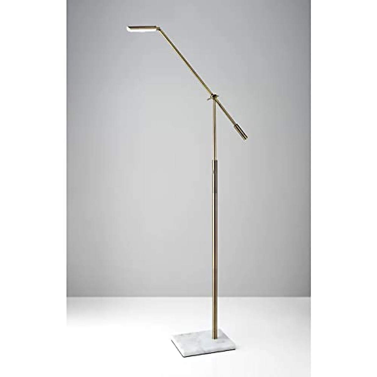 Adesso 4129-21 Vera LED Floor Lamp, 46.5-61 in, 6W Full Spectrum LED, Antique Brass Finish, 1 Floor Lamp
