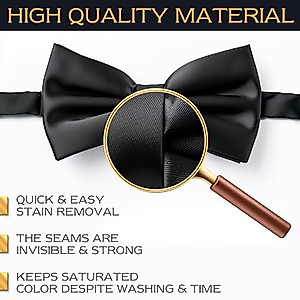 Adam Young Men's Black Bow Tie Pre-Tied Style Formal Satin Classic Bowtie for Tuxedo Faux Silk (Large, Black)
