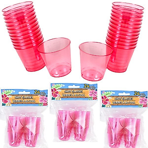 TopNotch Outlet Disposable Shot Glasses - Shooter Cups - Plastic Shot Glasses - (3 Pack) 72 Pink Mini Party Cups - Plastic Shot Cups - Neon Shot Glasses