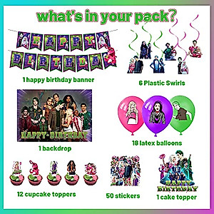 Movie Theme Birthday Party Supplies Set for Boys Girls, Birthday Party Decorations 89 Pcs with Birthday Banne Balloons Backdrop,Cake Topper,Swirls,Stickers for Christmas Party New Year Prank Party