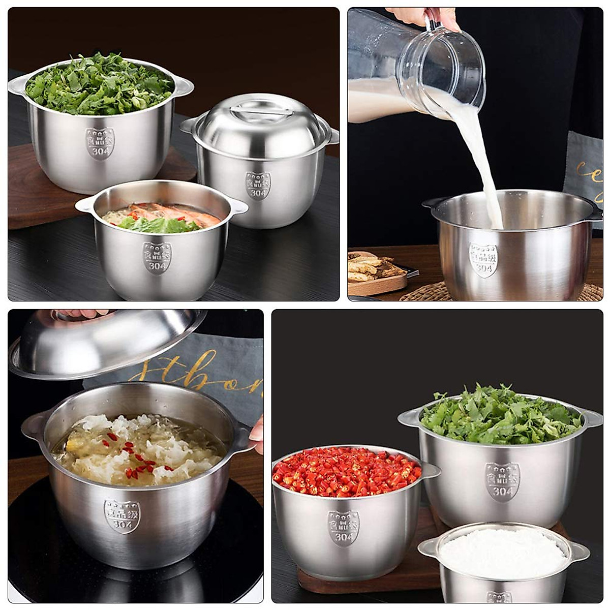 Hemoton Stainless Steel Cooking Utensils 1pc Stainless Steel Pot Kitchen Cover with Cover Stainless Steel Stock Pot