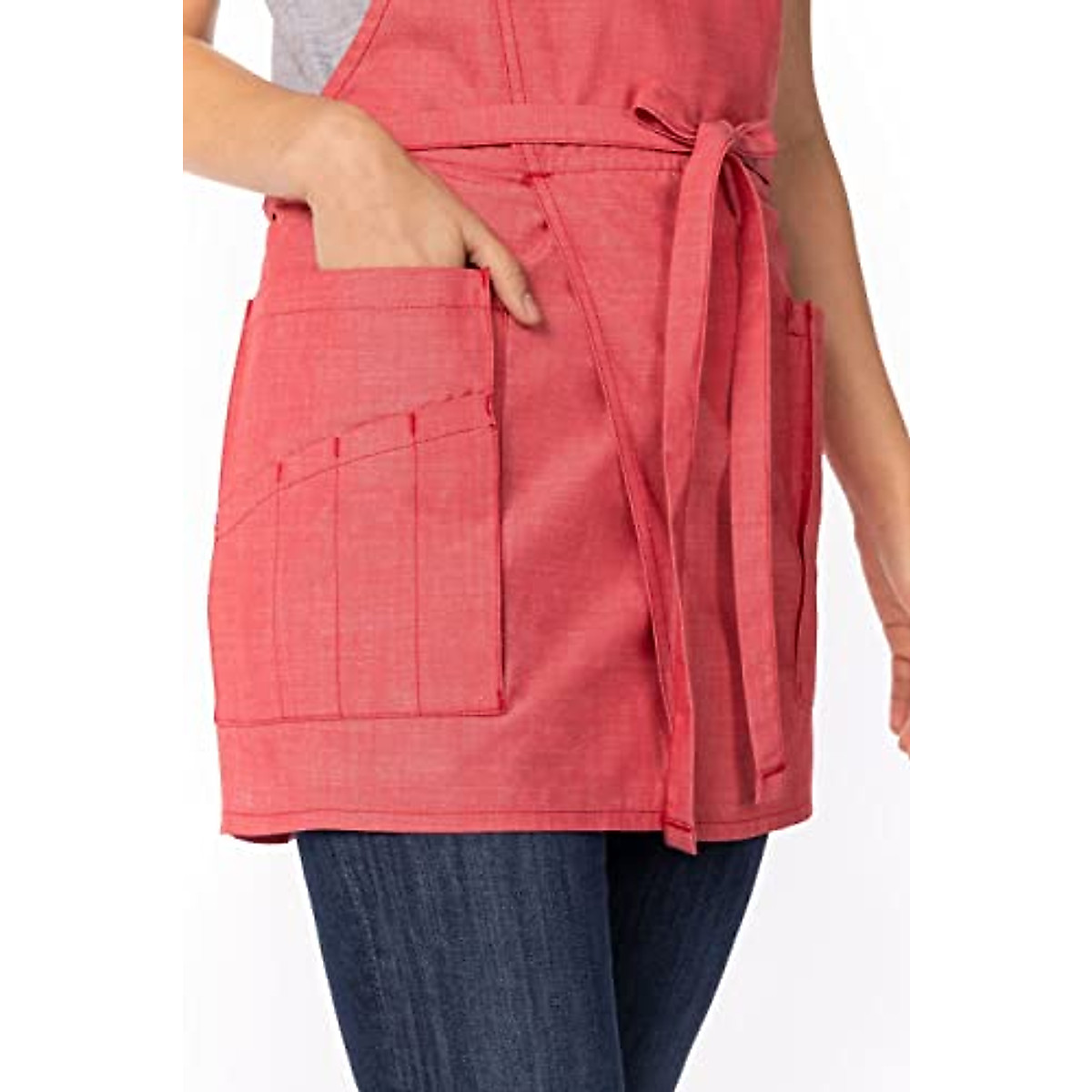 Chef Works Unisex Medford Short Bib Apron, Coral, One Size
