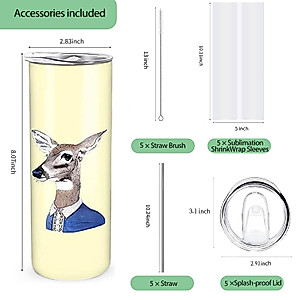 Ninth DIY Transfer 20 oz Sublimation Tumblers Blank Skinny Straight,Stainless Steel Double Wall Insulated Sublimation Glittery White Tumbler, for Heat Press or Convection Oven(5 Pack)