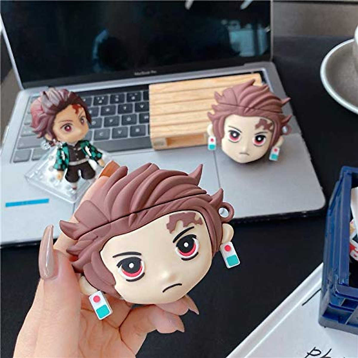Pnakqil Japan Anime 3D Demon Slayer Hashibira Inosuke Kamado Tanjirou Bluetooth Wireless Earphone Case for Apple AirPods pro airpods Accessories (for AirPods Pro,Kamado)