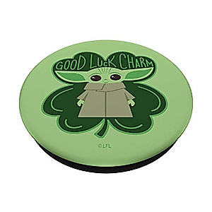 The Mandalorian The Child Good Luck Charm Green Shamrock PopSockets PopGrip: Swappable Grip for Phones & Tablets