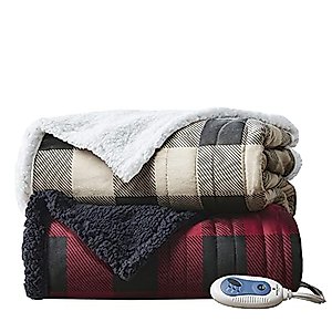 Woolrich Linden Mink to Berber Electric Blanket Cozy Bedding, Oversized Throw Ultra Soft, Quick Warm Up for Cold Weather with Auto Shut Off and Multi-Heat Level Setting Controller, 60x70, Tan