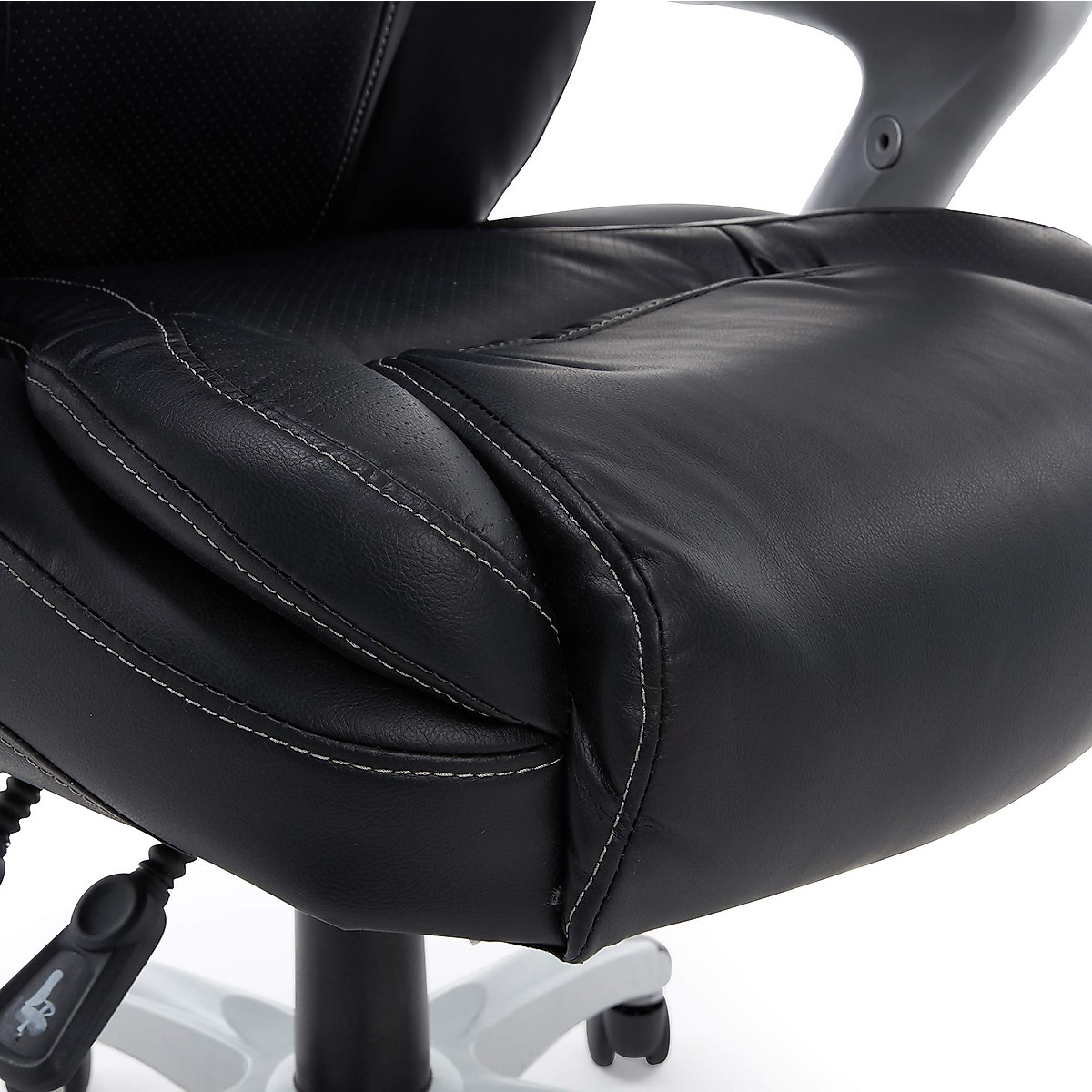 Serta Ergonomic Leather Computer Chair with Layered Memory Foam, Contoured Lumbar, Pillowed Headrest Executive Adjustable Office, Black 25.25D x 29W x 44.5H in