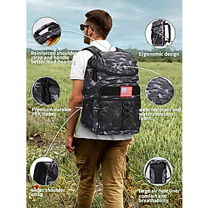 JOYHILL Backpack Cooler, Cooler Backpack 36 Cans Tactical Insulated Soft Cooler Bag Large Capacity Leakproof Cooler for Men Women, Travel Backpack for Camping Hiking Picnic Beach,Gray Camouflage