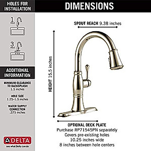 Delta Faucet Cassidy Pull Down Kitchen Faucet, Kitchen Faucets with Pull Down Sprayer, Kitchen Sink Faucet, Faucet for Kitchen Sink, Magnetic Docking, Lumicoat Polished Nickel 9197-PN-PR-DST