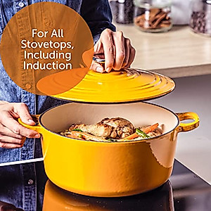 BK Cookware Bourgogne Enameled Cast Iron 4.4QT Dutch Oven, Sunny Yellow