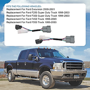 JDMSPEED New Mirrors Power Heated Upgrade Harness Adapter LH RH Pair Set Replacement For Ford Excursion 2000-01, Replacement For Ford F250 F350 F450 F550 1999 2000 2001 2002 2003 Mirror Wiring Adapter