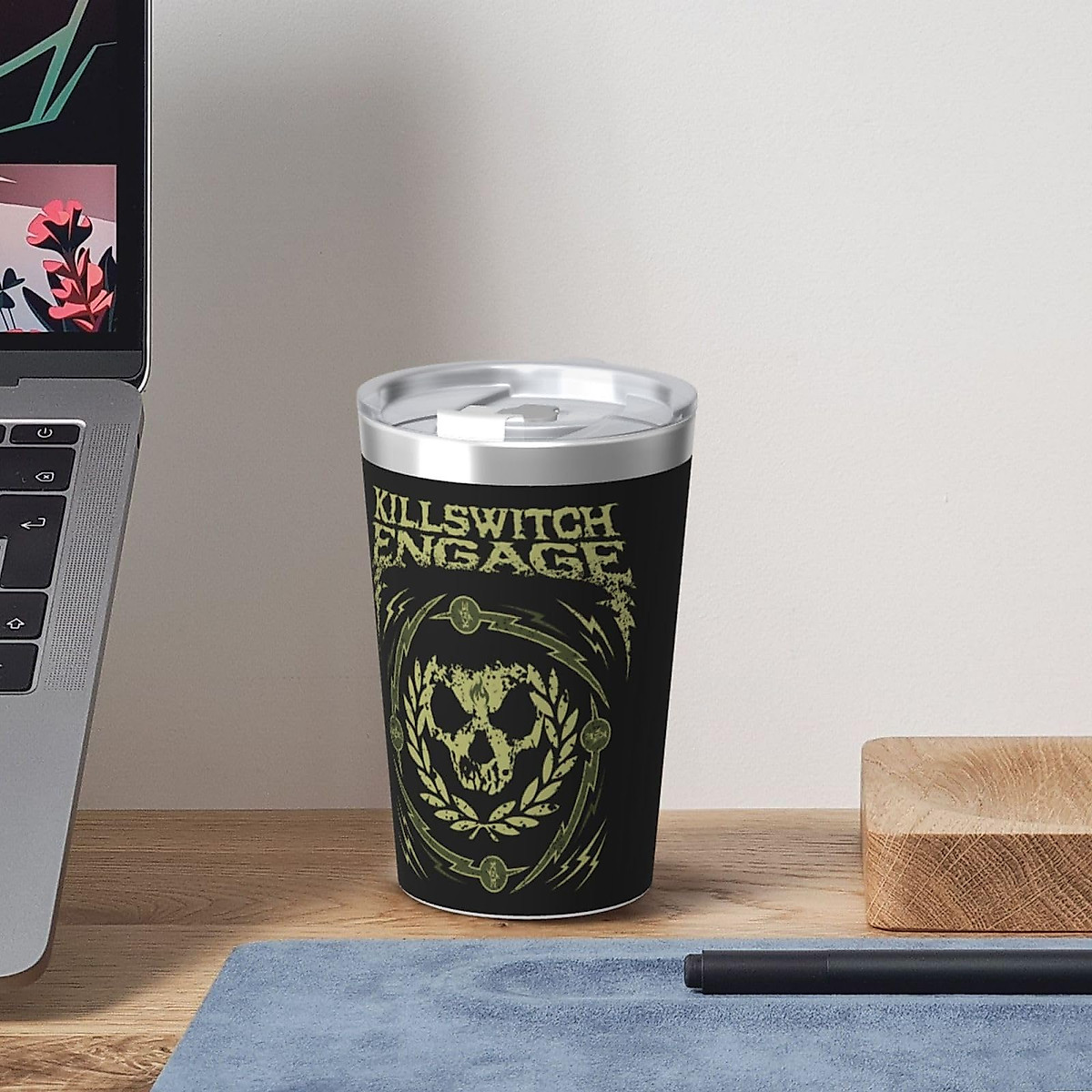 UALWORY Killswitch Music Engage Music Tumbler Cup 12oz Travel Coffee Mug with Lid and Straw Stainless Steel Insulated Mugs