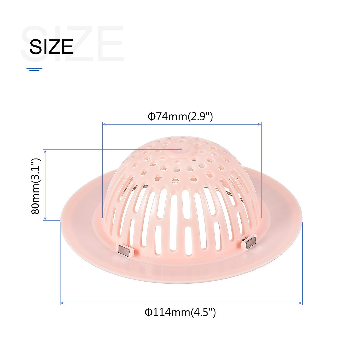 METALLIXITY Bathroom Sink Drain Strainer(4.5" x 3.1") 2pcs, Stainless Steel Sink Strainer Hair Catcher Fits for Bathroom Bathtub Wash Basin Hole Drains, Pink