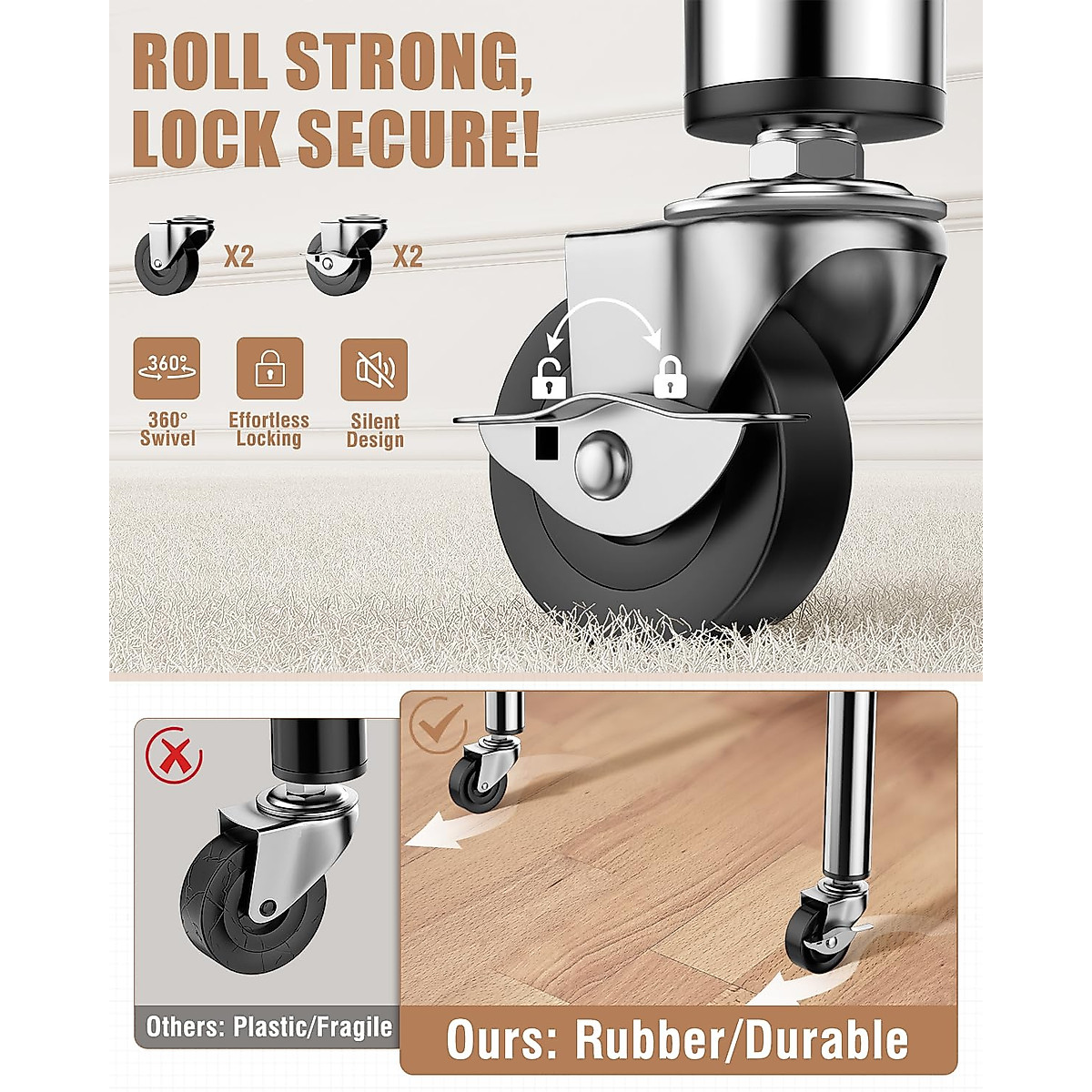 100% Stainless Steel Clothing Rack Load 760LBS, Ultra-Stable Heavy Duty Clothes Rack W/ Reinforced Rubber Ring, Extendable Adjustable Rolling Garment Racks W/ Sturdy Wheel for Portable Hanging Clothes