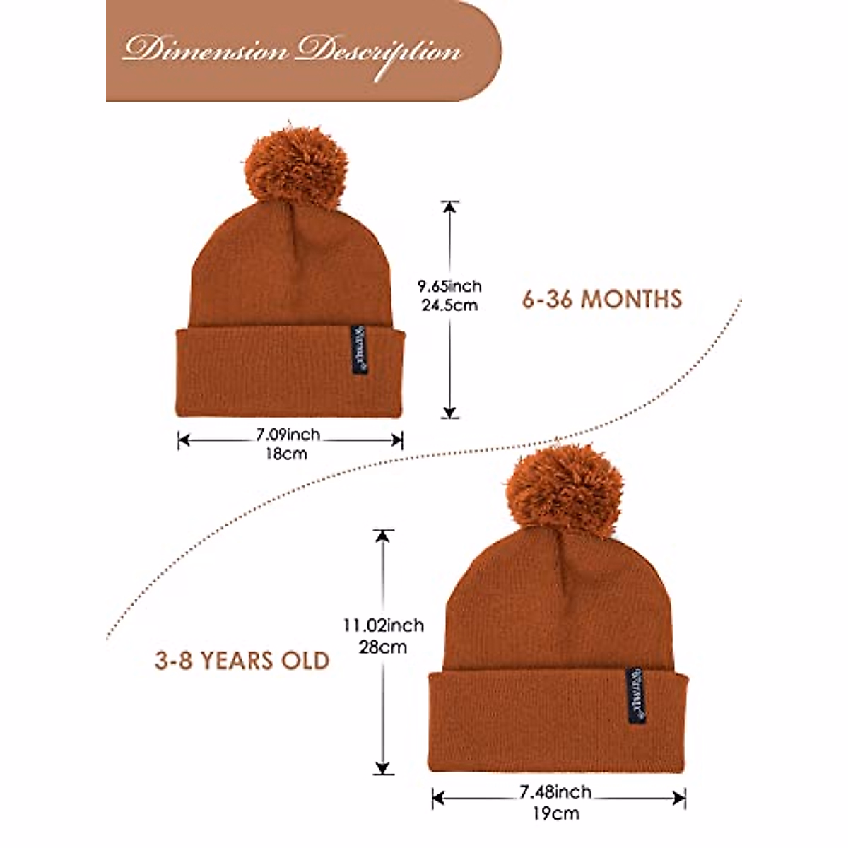 Komorebi Baby Beanie Baby Winter Hat Toddler Knit Hat Cap for Boys Girls Beanies Infant Double Layer Pom Pom Hats 01 Red 6-36 Months