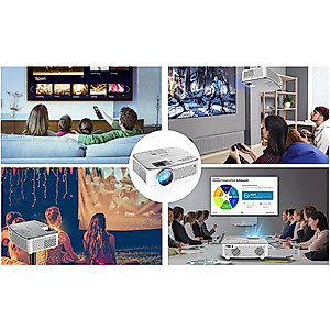 WiFi Bluetooth Projector, Native 1080P HD Movie Projector with 120" Projector Screen and Carrying Case, 4K Supported 200" Display Home Theater, Compatible with iOS/ Android/ Xbox/ PS5/ TV Stick/ HDMI