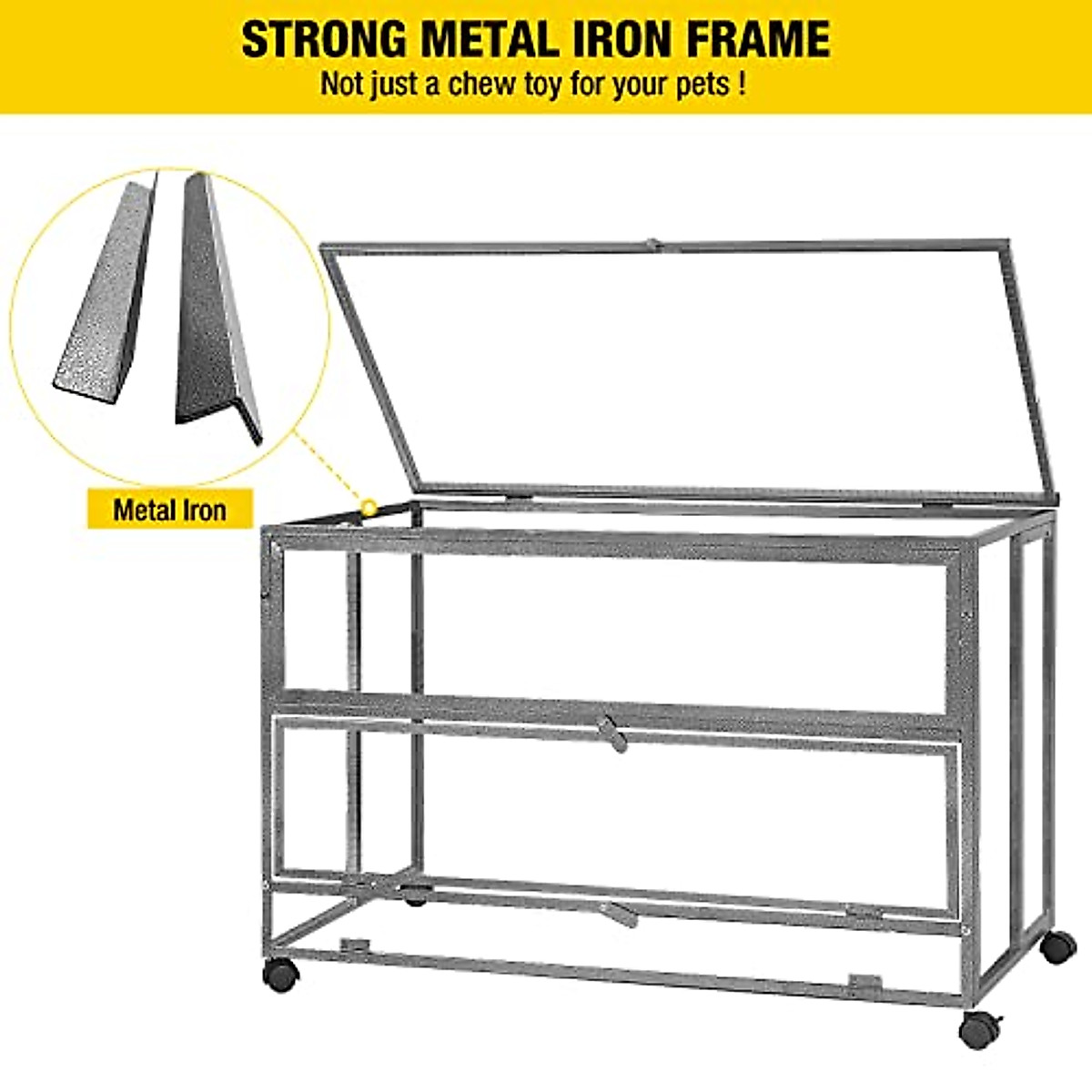 Aivituvin 3 Tier Hamster Cage with Metal Frame Anti-Chewing Critter Nation Habitat with Aluminium Alloy Edge Guinea Pig Cage with Hideout, Seesaws, Rat House Cage-Leak Proof Plastic Tray