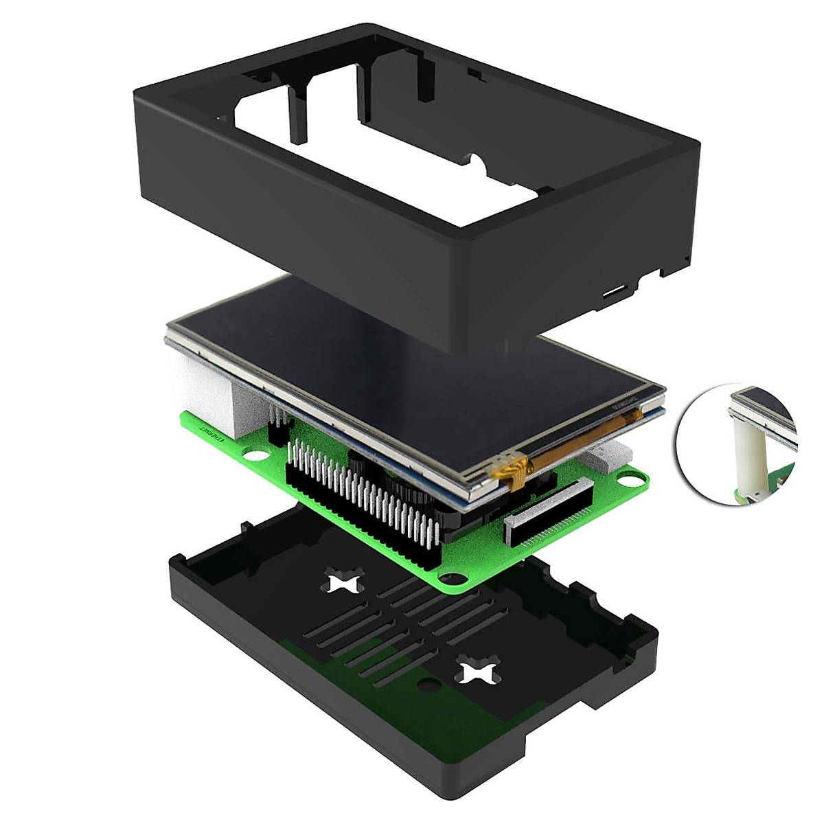 JUN-ELECTRON for Raspberry Pi 4 Touch Screen with Case, 3.5 inch Touchscreen with Fan, 320x480 Monitor TFT LCD Game Display