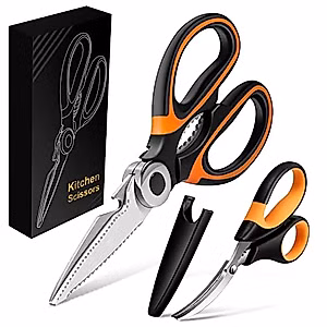 2 Pack Kitchen Shears Set Poultry Shears, Premium Heavy Duty Shears, Multi Purpose Strong Stainless Steel Kitchen Utility Scissors with Cover for Poultry, Fish, Meat, Vegetables Herbs, Bones