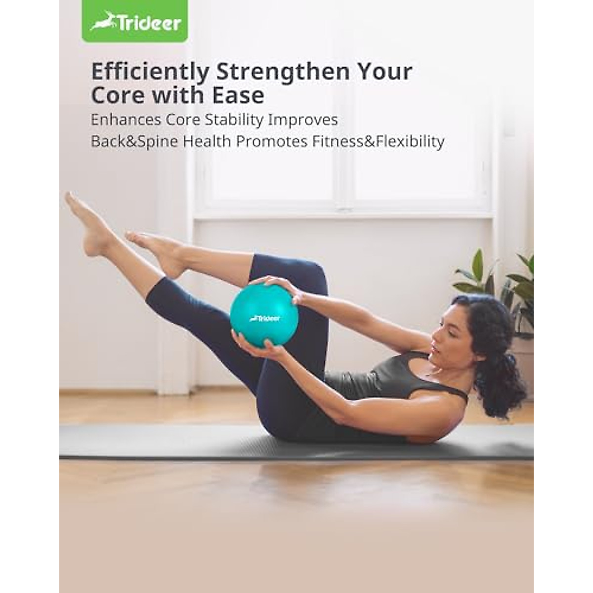 Trideer Pilates Ball 9 Inch Core Ball, Small Exercise Ball with Exercise Guide Barre Ball Mini Yoga Ball for Pilates, Yoga, Core Training, Physical Therapy, Balance, Stability, Stretching (‎Turkis)
