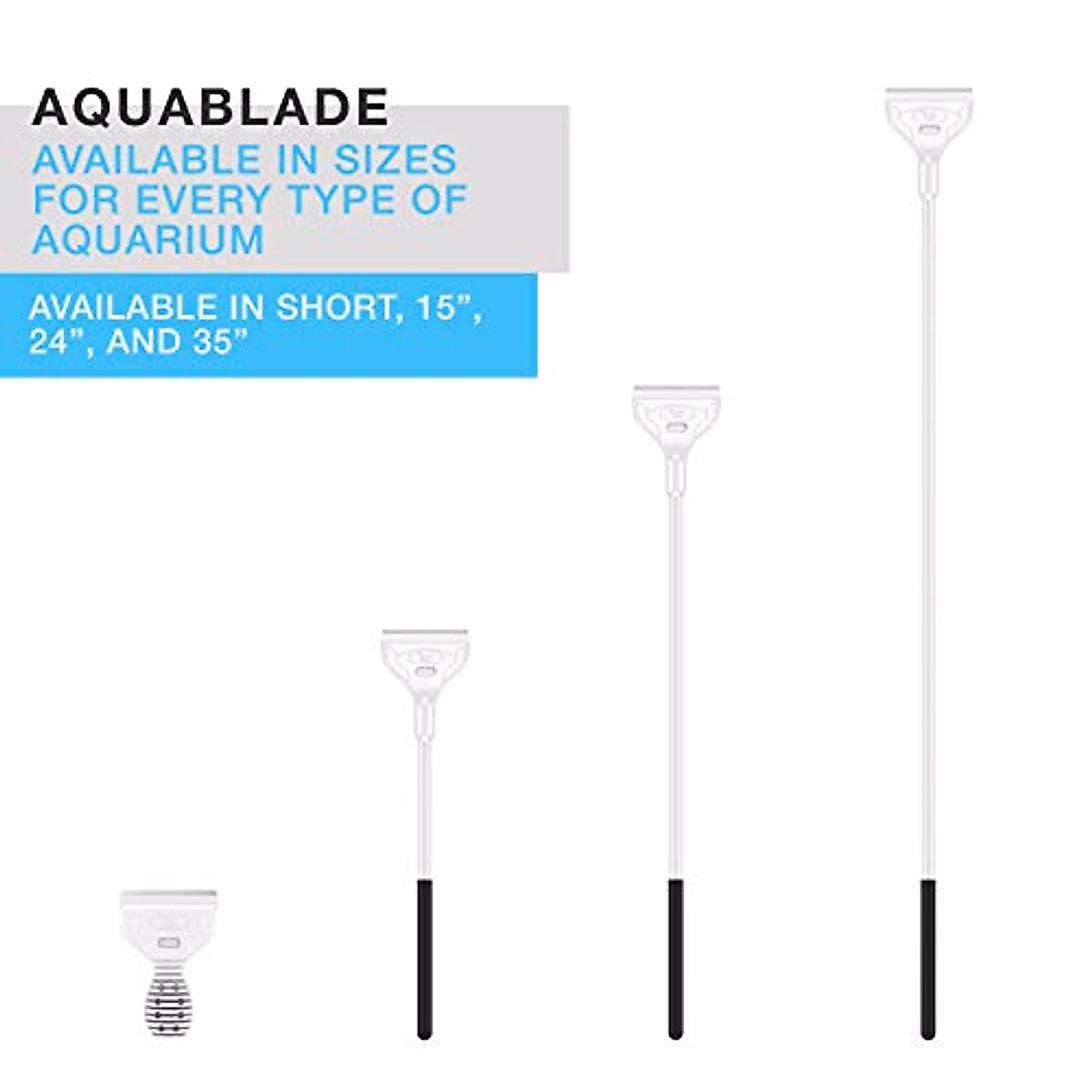 Continuum Aquatics AquaBlade M - Short Stainless Steel Aquarium Scraper to Clean Aquarium Tank,White