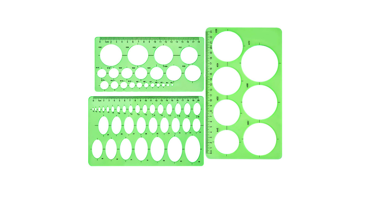 Circle & Oval Drawing Templates - 3-Pack for Precise Drafting