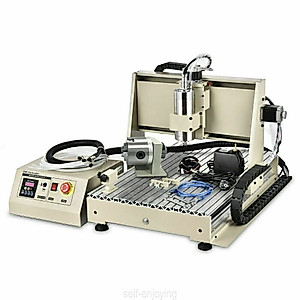 LENJKYYO 4Axis CNC 6040 Router Engraving Machine, USB Engraver 1.5KW VFD Drilling Milling Machine for Wood Working and Advertising Signs Bronze Plate Circuit Boards w/Remote Controller