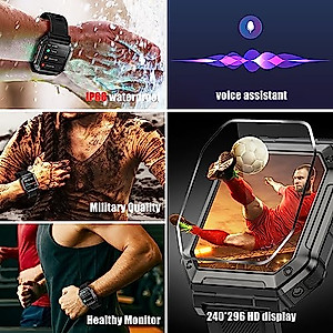Jireausty Military Smart Watches for Men - 1.91" Smart Watch with Bluetooth Call IP68 Waterproof Smart Watches with Heart Rate Sleep Monitor for Android and iPhone