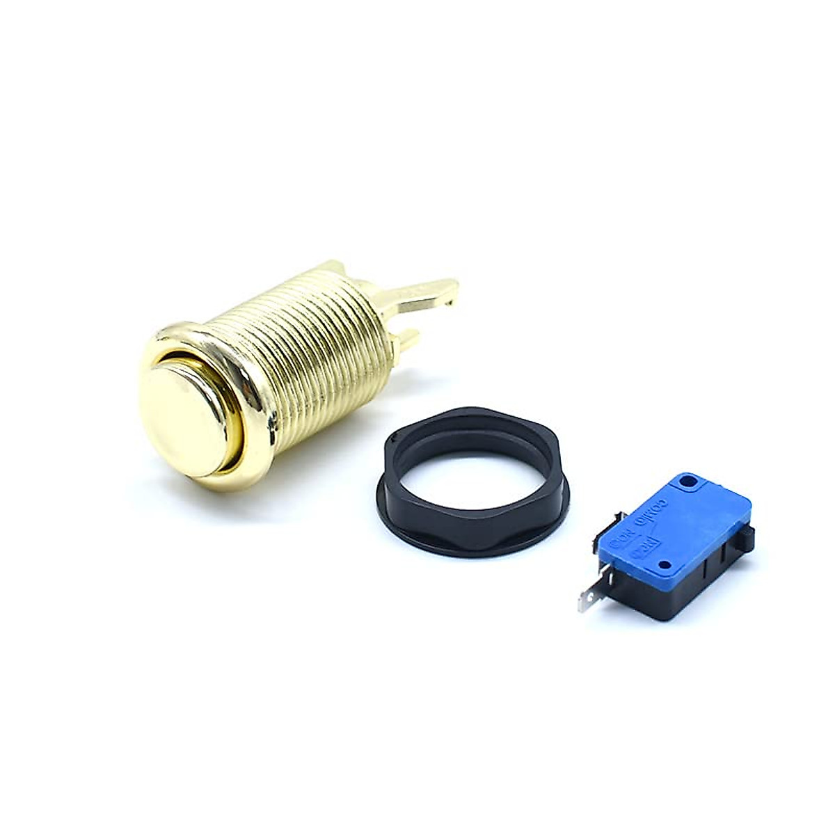 Arcity 6 Pcs Arcade Push Buttons Chrome Plating American Type Standard Golden with Microswitch Jamma MAME DIY Game Machine Console Cabinet Parts New