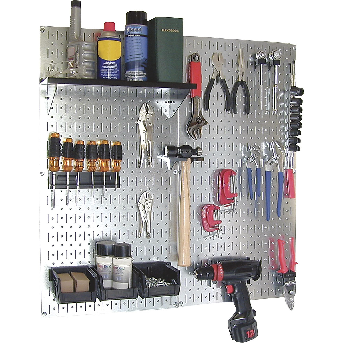 Wall Control Industrial Metal Pegboard - Galvanized Metal, Three 16in. x 32in. Panels, Model Number 35-P-3248GV